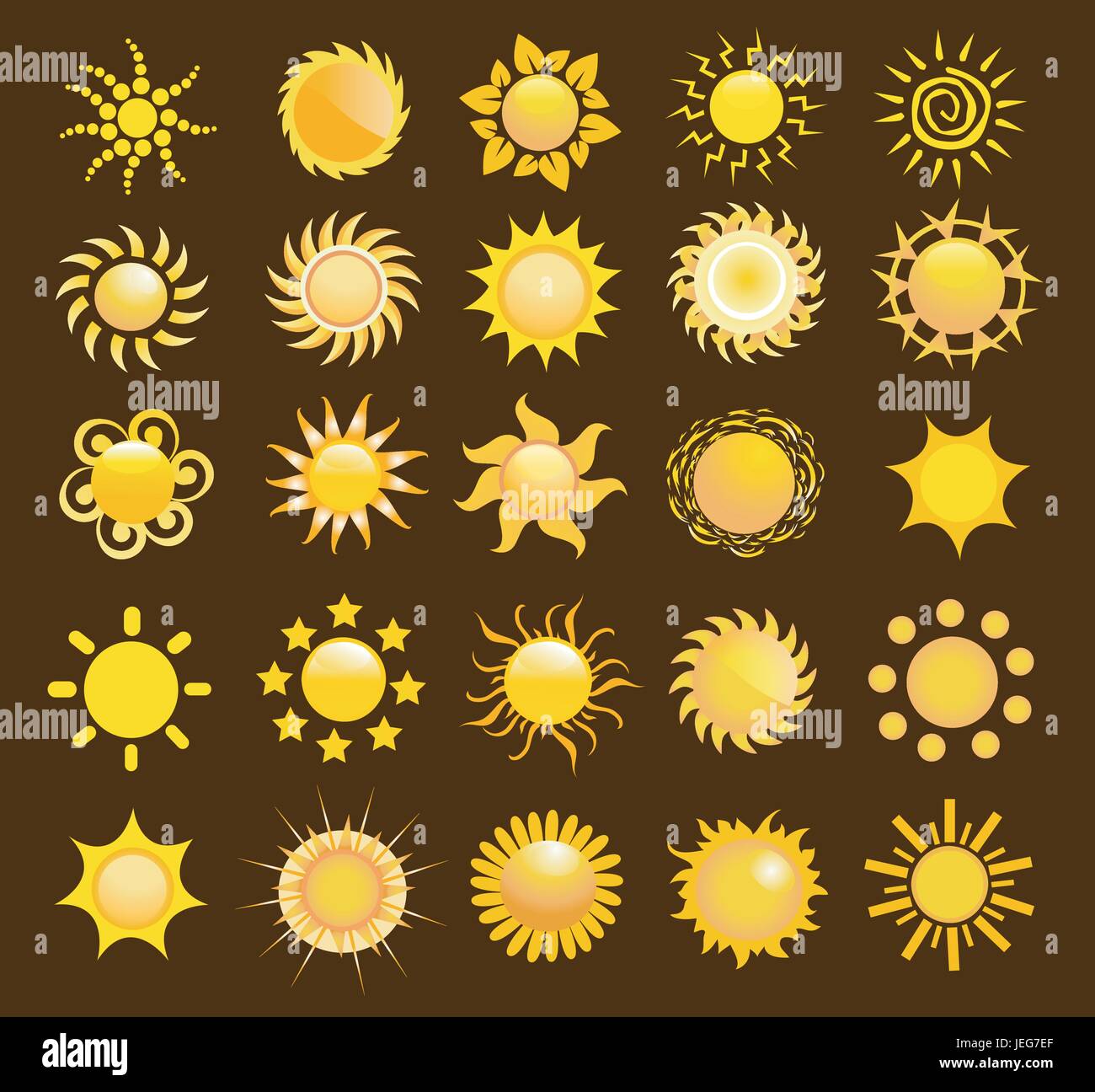 Set of glossy sun images vector illustration Stock Vector Image & Art ...