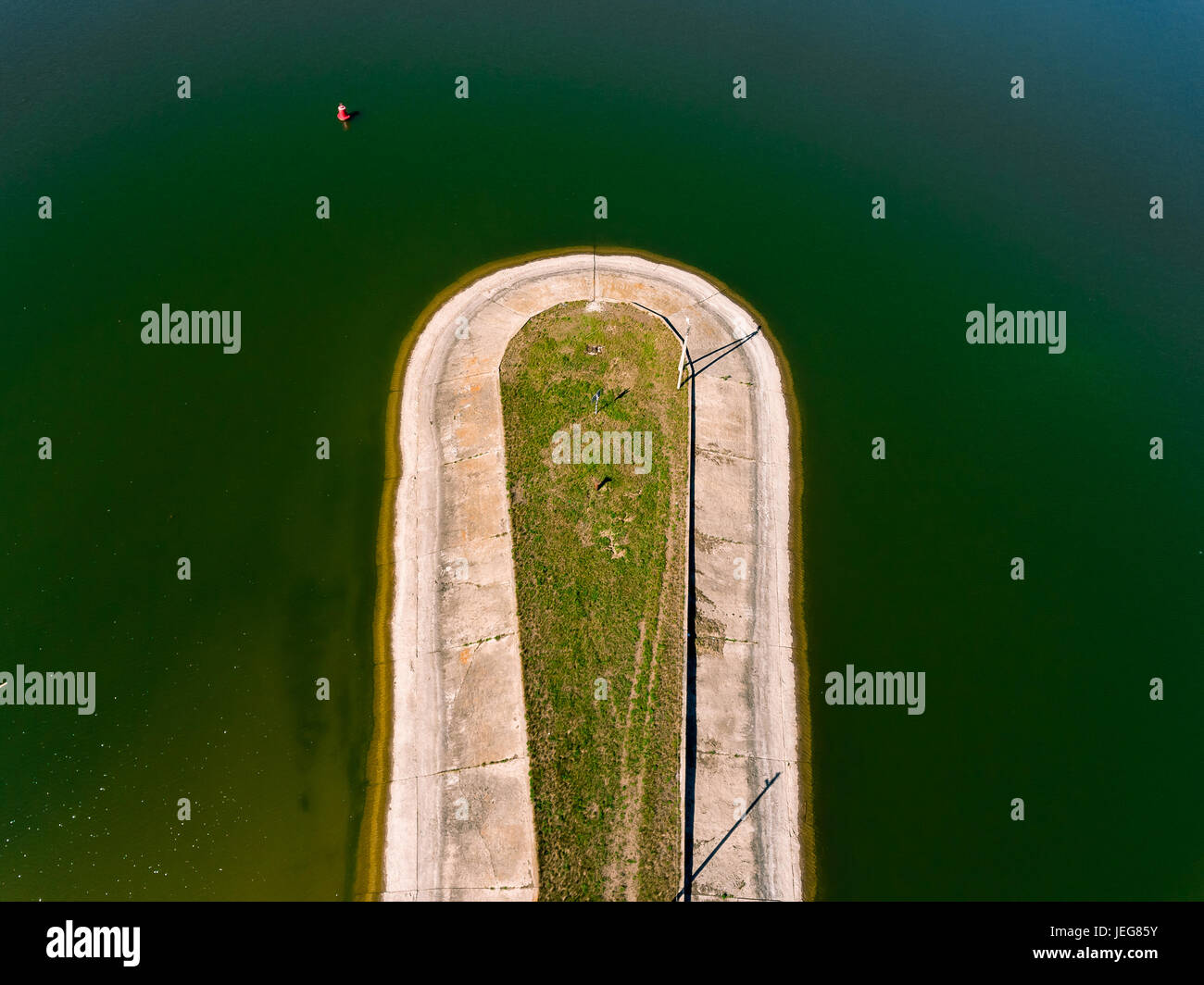 Aerial view of breakwater at sea, mole, pier, cutwater Stock Photo - Alamy
