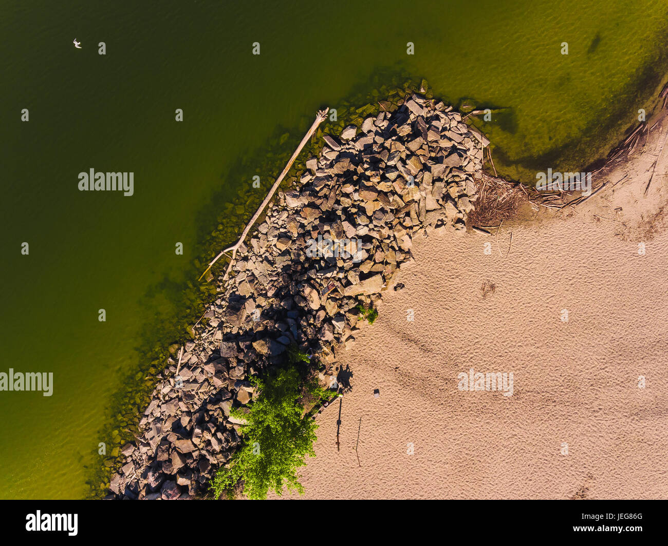 Aerial view of ocean beach. Sand beach and sea view from above. Beach ...