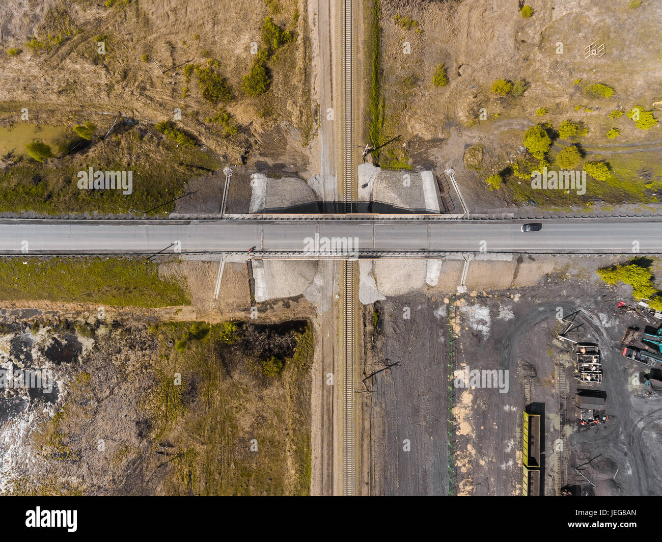 Aerial view double track railway hi-res stock photography and images ...