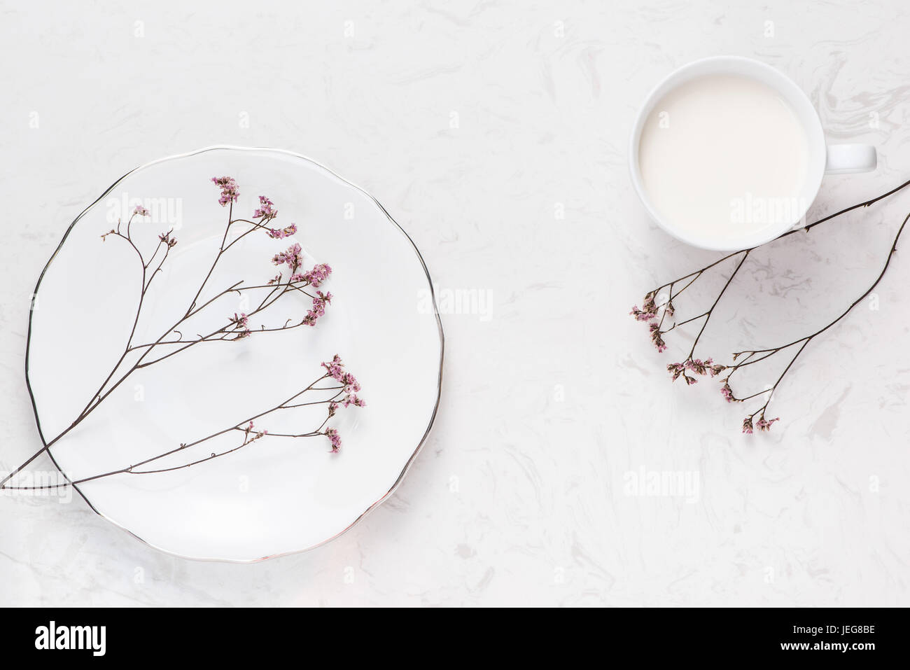 Dairy products. Top view of a cup of milk on a table Stock Photo - Alamy