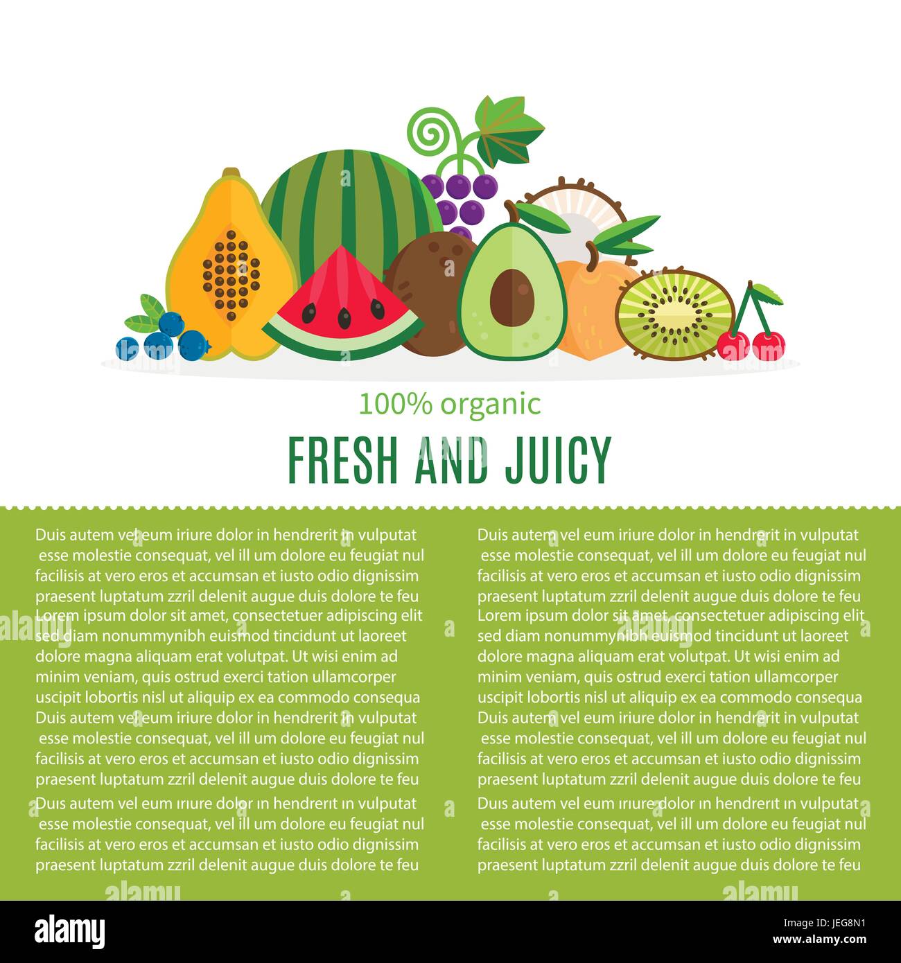 Fresh Fruits Vector Collection. Bright and positive. Easy to edit ...