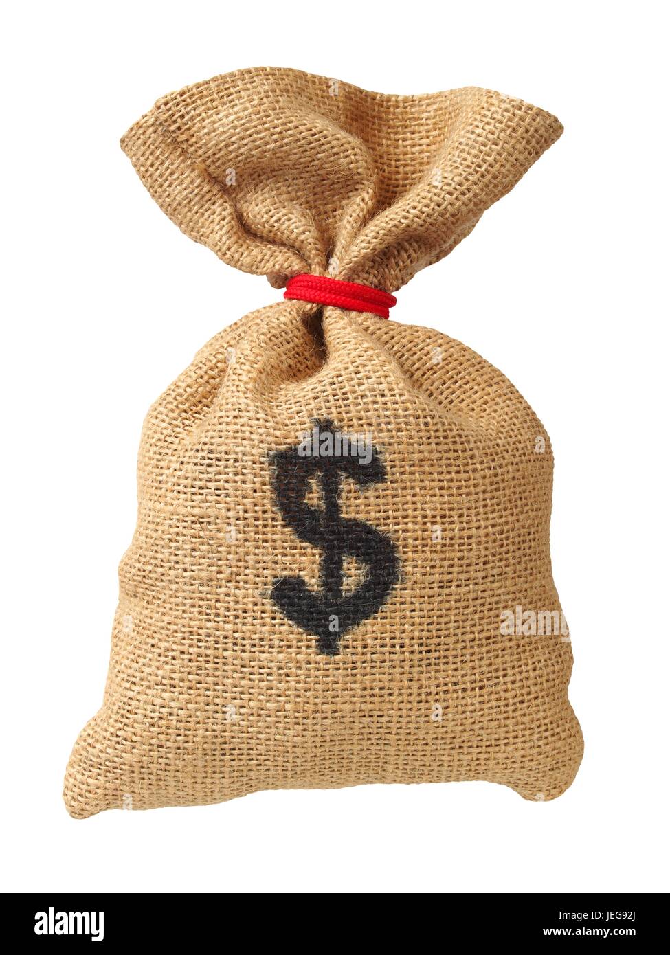 Bag with dollars isolated on white background Stock Photo - Alamy