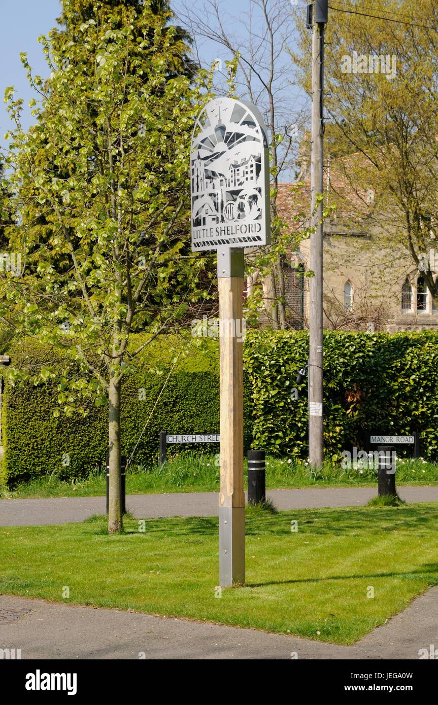 Village Sign, Little Shelford, Cambridgeshire Stock Photo - Alamy