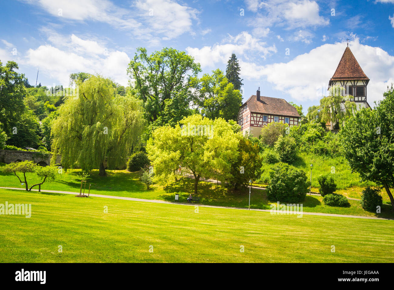 Park View of Murrhardt, with the Walterich Church Stock Photo - Alamy