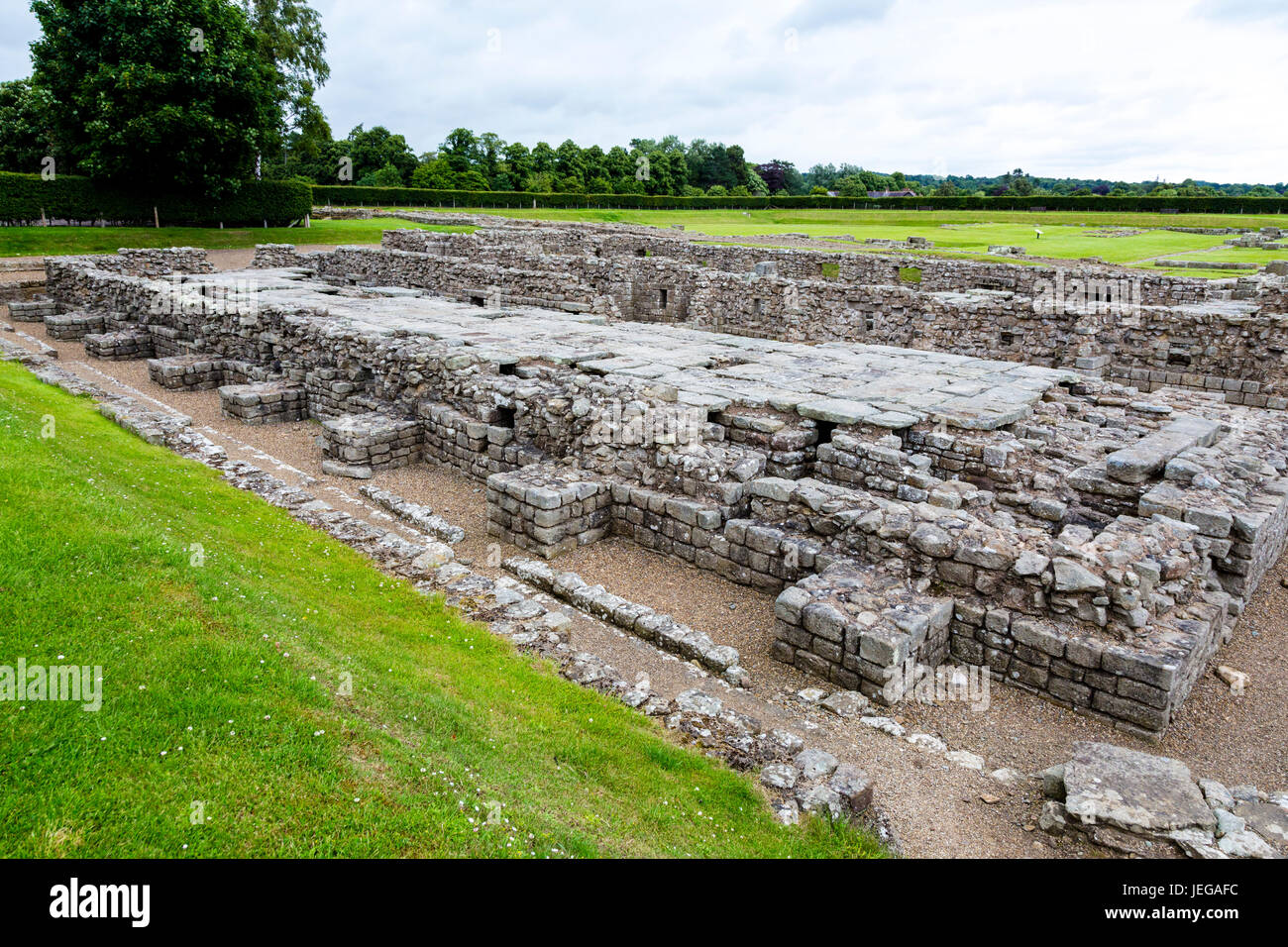Northumberland, England, UK. Corbridge Roman Town. Granaries, with ...