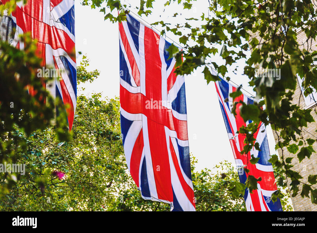 LONDON, UNITED KINGDOM - August 12th, 2016: Union Jack flag waving ...