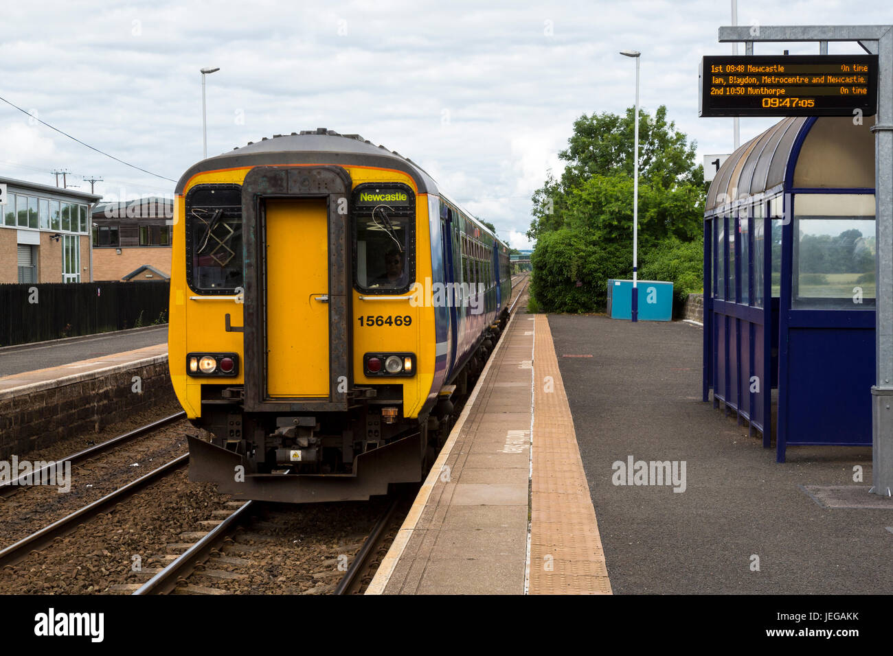 Corbridge, Northumberland, England, UK. Train Approaching the Station ...