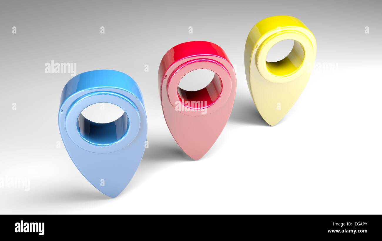 Set of map position signs - 3D rendering Stock Photo - Alamy