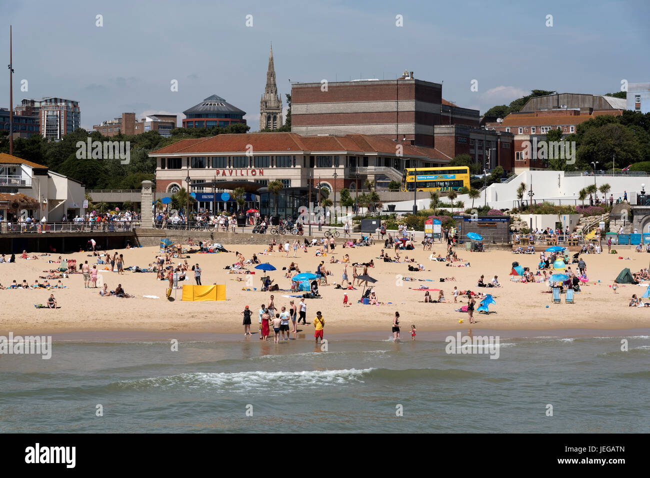 The seafront and Pavilion Theatre in Bournemouth a popular seaside ...
