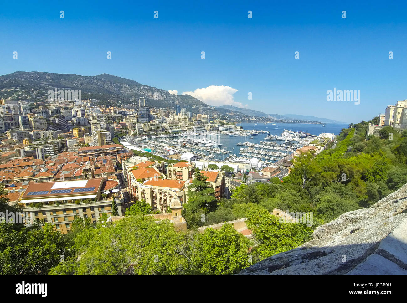 Panoramic view of Monte Carlo city. Luxury yachts and apartments in ...
