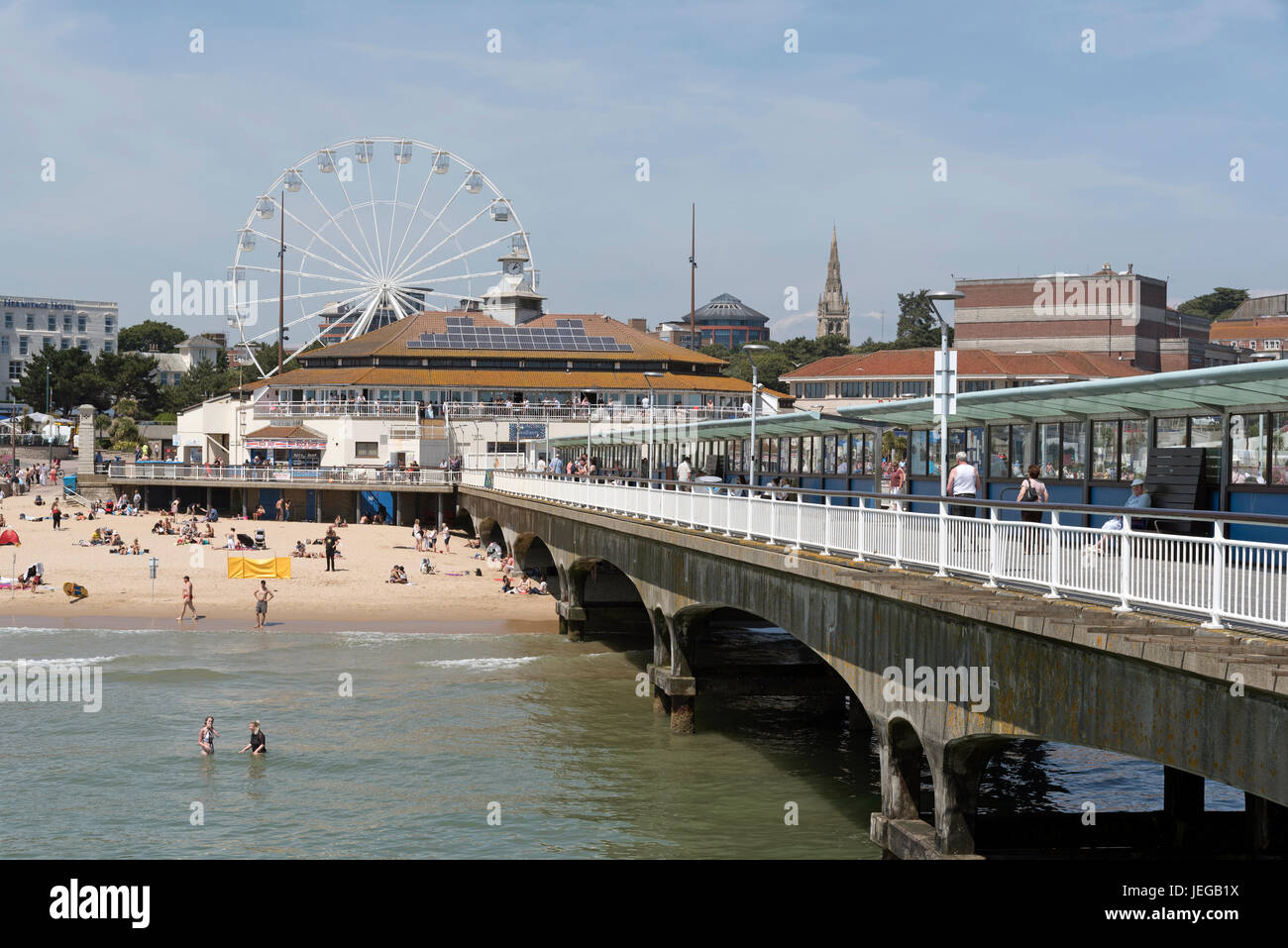The pier and beach at Bournemouth a popular seaside resort in southern ...