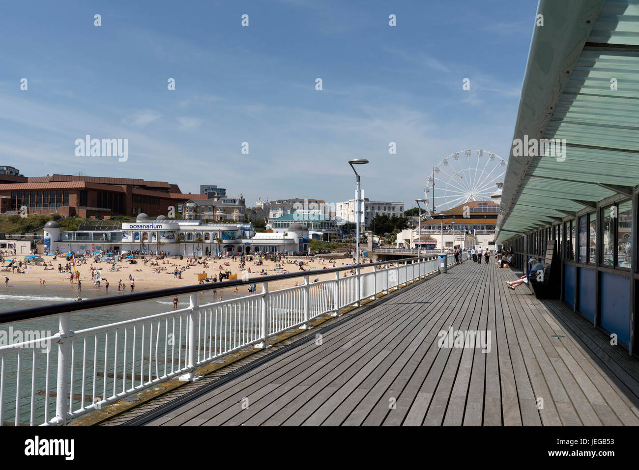 The pier and beach at Bournemouth a popular seaside resort in southern ...