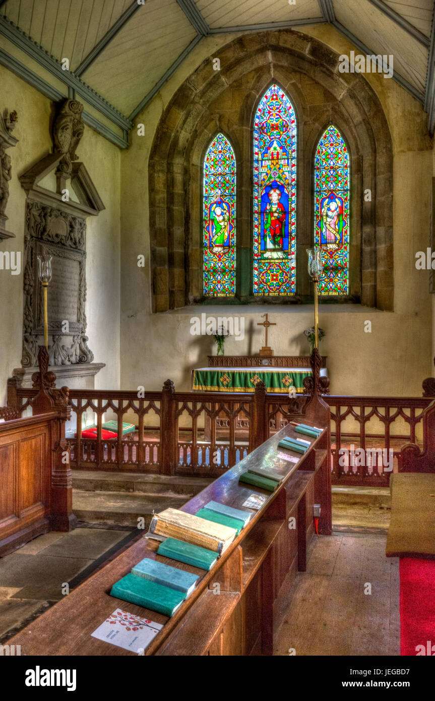 Yorkshire, England, UK. St. Oswald's Church Interior, Hauxwell, near ...
