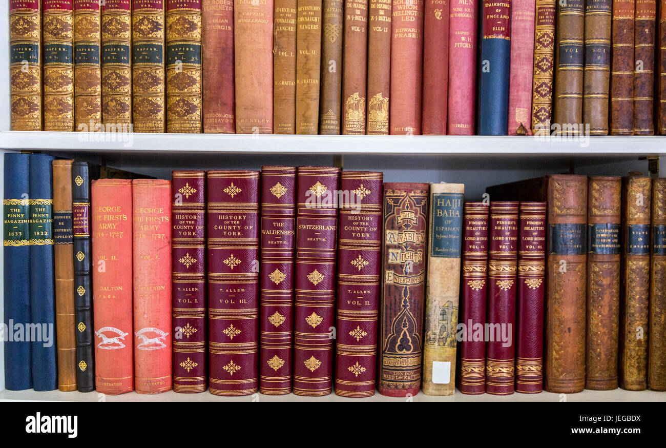 Yorkshire, England, UK. Antiquarian Books in Library of a Country ...