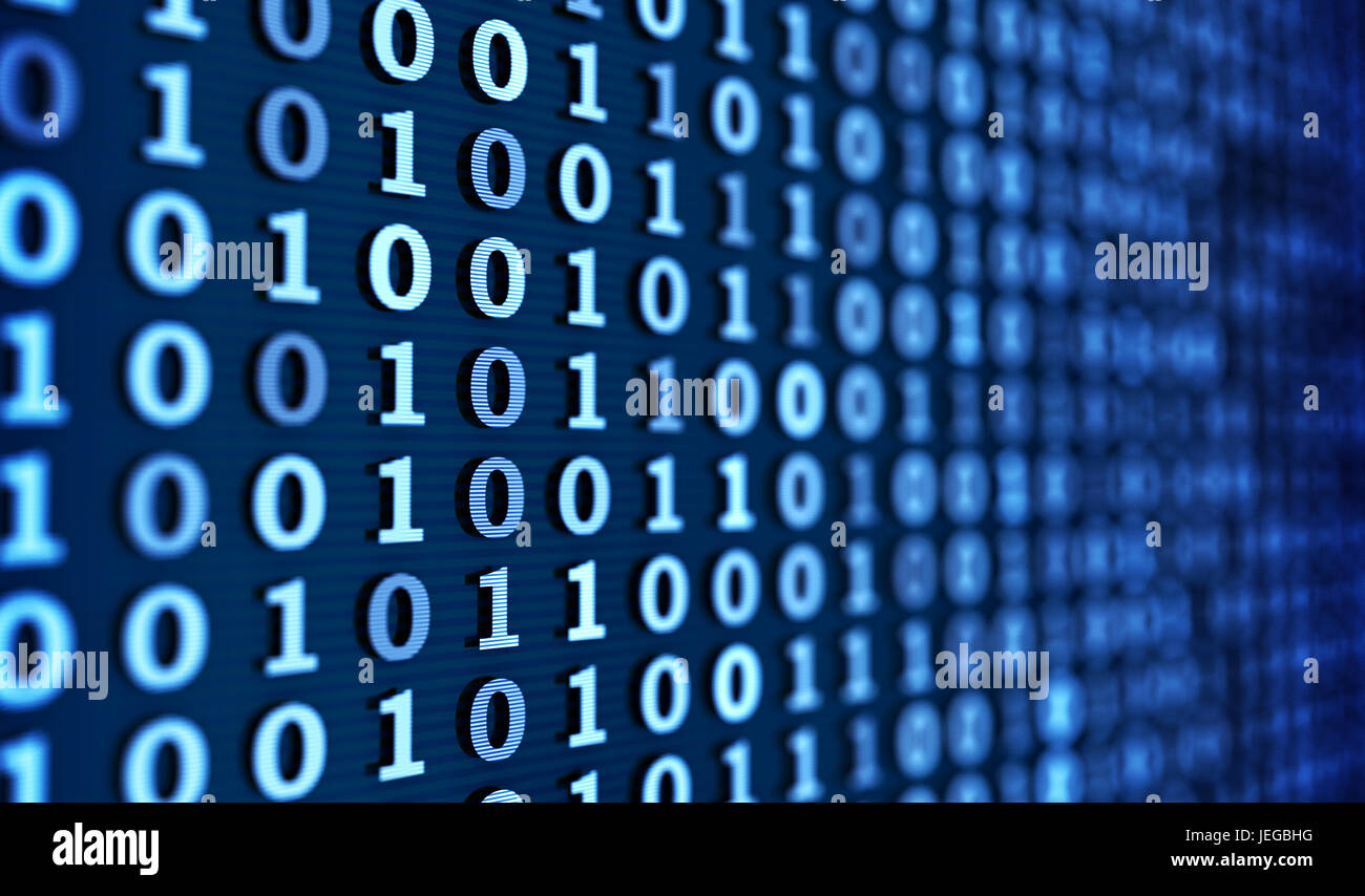 Abstract Blue binary code background. 3d illustration Stock Photo - Alamy