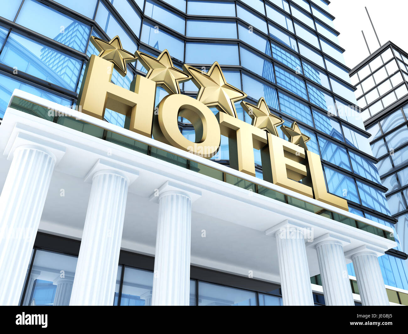 Hotel five stars building. 3d illustration Stock Photo - Alamy