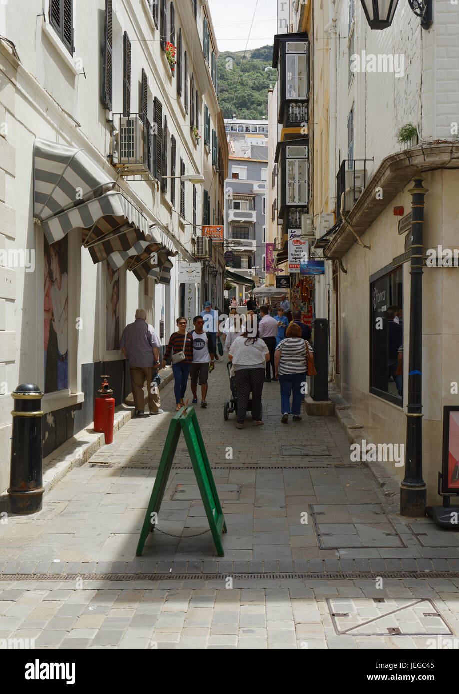 A view of one of the smaller side streets off Main Street in Gibraltar ...