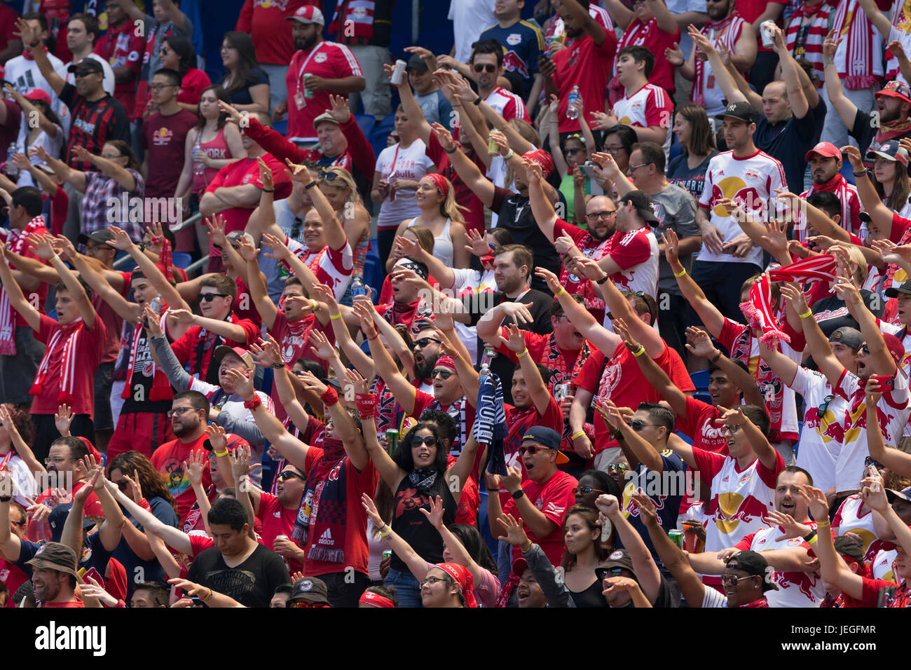 Harrison, United States. 24th June, 2017. Fans of Red Bulls show their ...