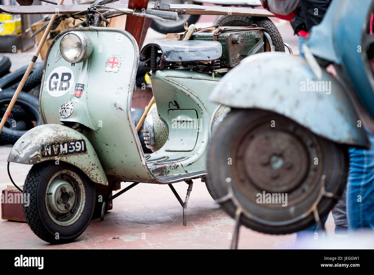 Celle, Germany. 24th June, 2017. A rustic Vespa scooter can be seen at ...