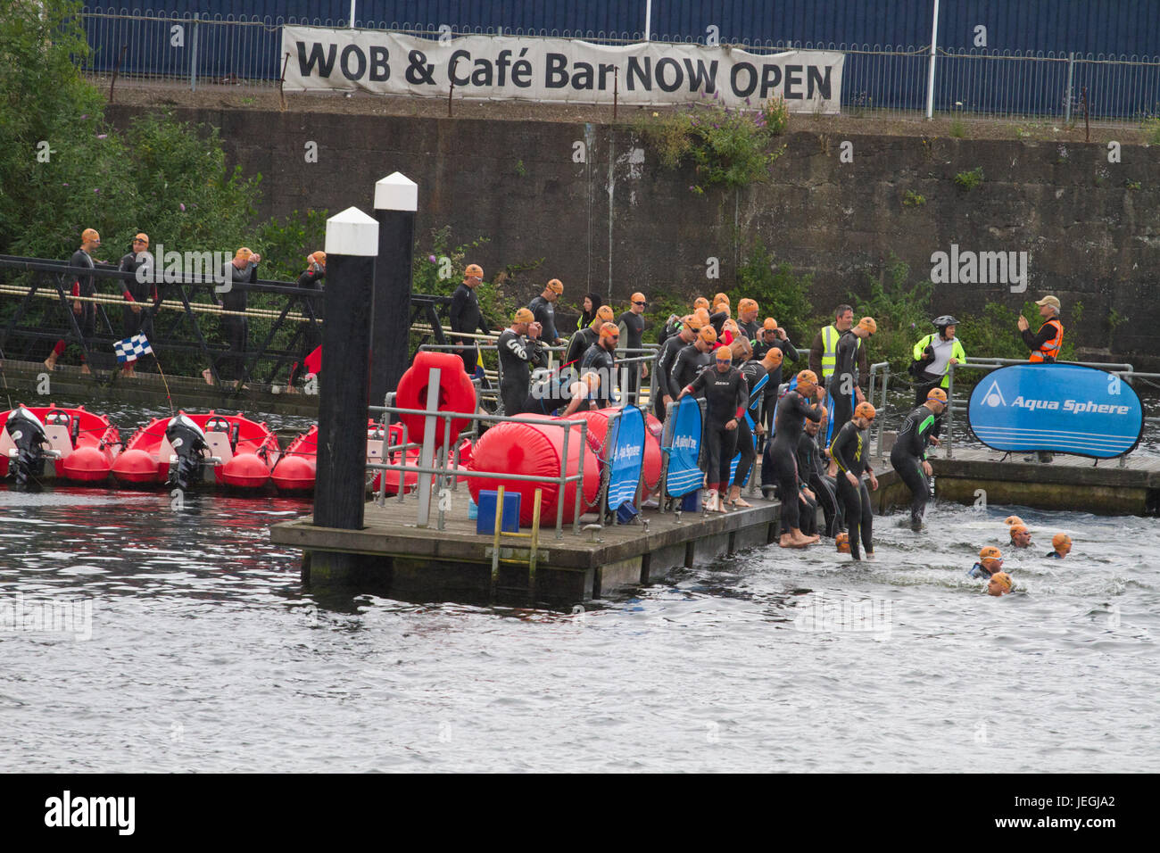 Cardiff Triathlon, Cardiff Bay, South Wales. 25 June 2017. Athletes ...