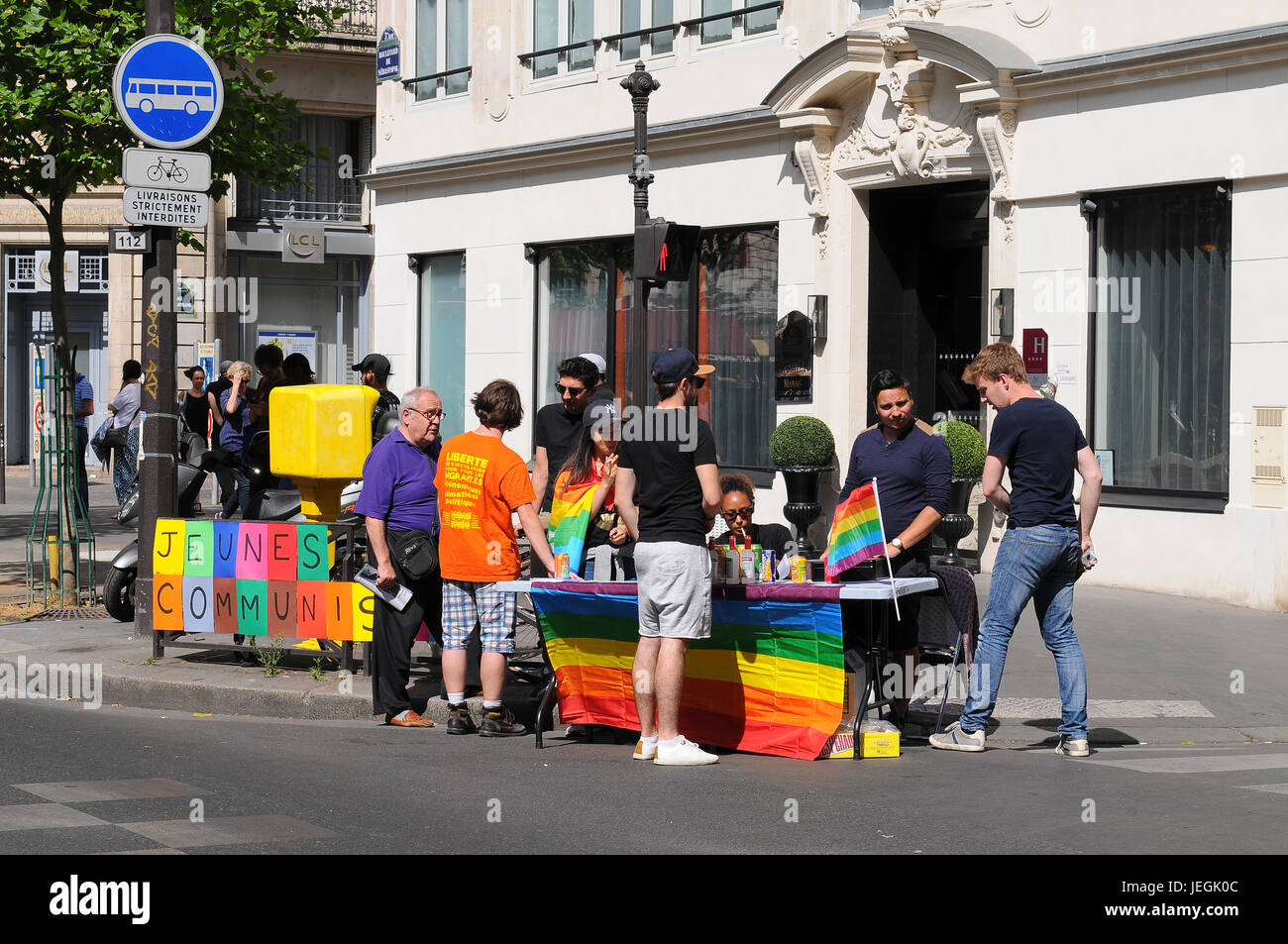 Paris, France. 24th June, 2017. Paris Rainbow flags are pictured as ...