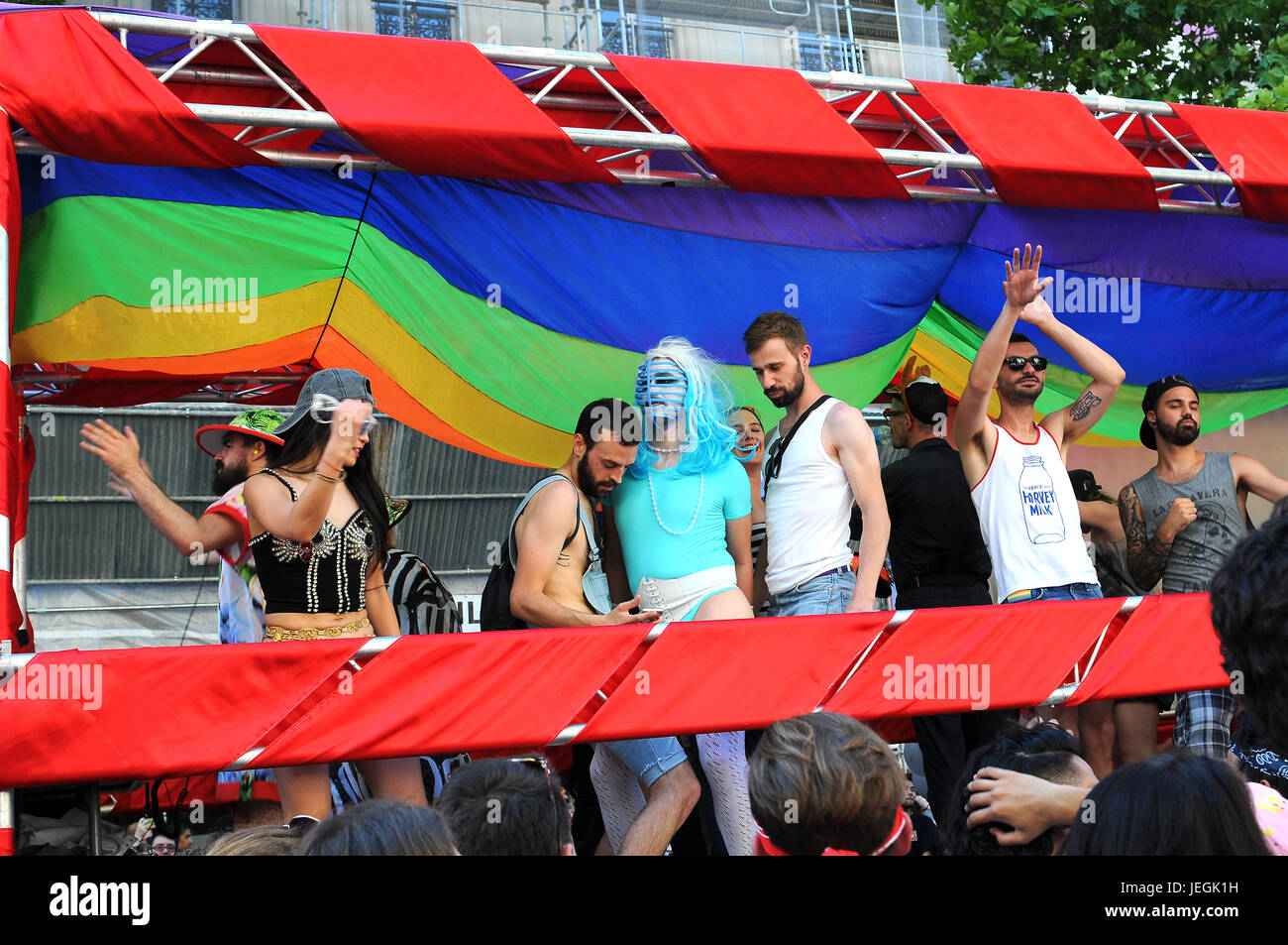 Paris France 24th June 2017 Paris Rainbow Flags Are Pictured As