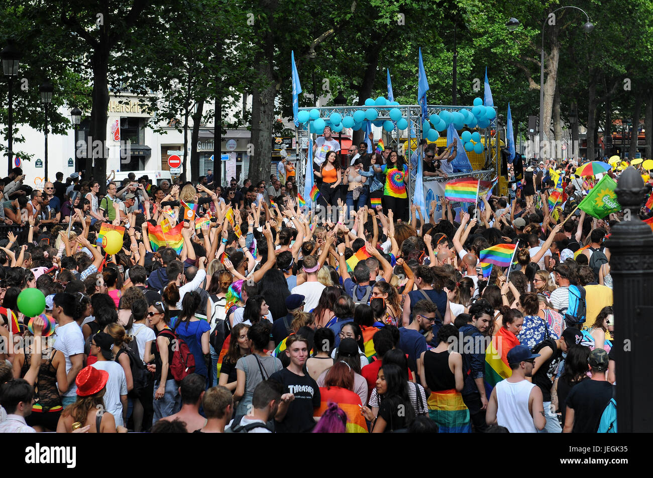 Paris France 24th June 2017 Paris Rainbow Flags Are Pictured As