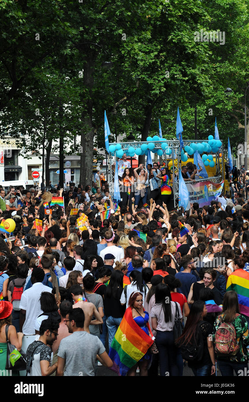 Paris, France. 24th June, 2017. Paris Rainbow flags are pictured as ...