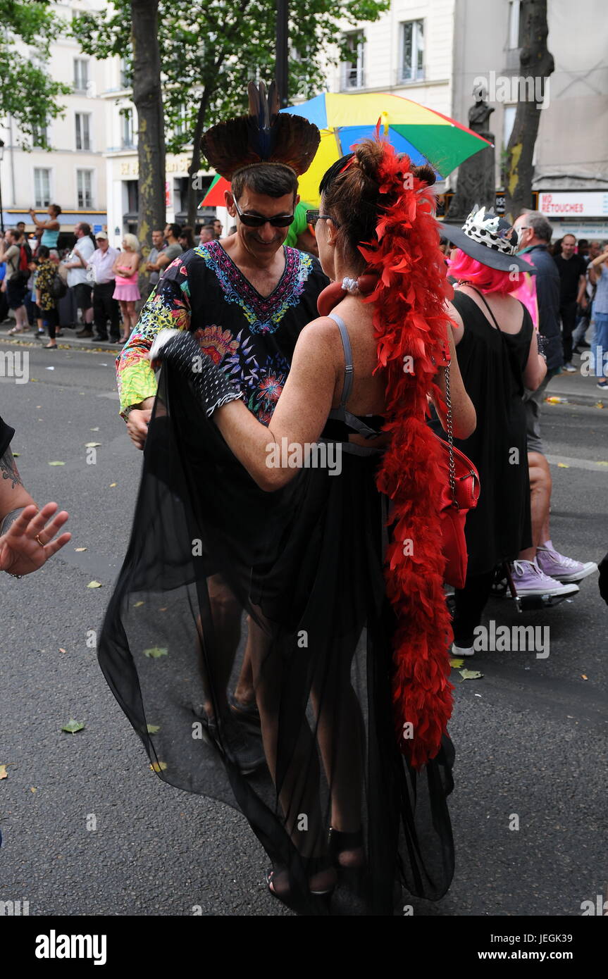 Paris, France. 24th June, 2017. Paris Rainbow flags are pictured as ...