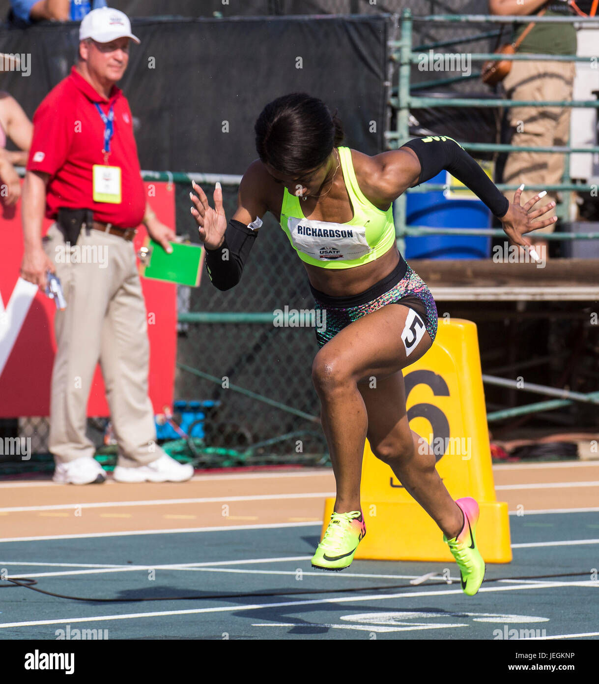 Sacramento, CA. 24th June, 2017. Jr Women's 200m runner ShaCarri ...