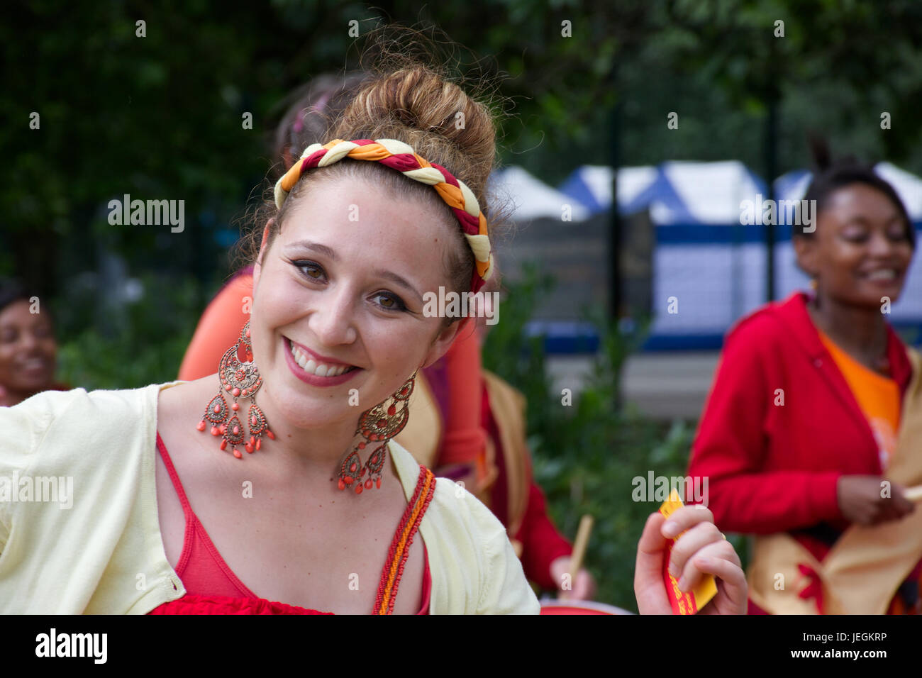 Woman dancing on LGBT pride event Stock Photo - Alamy