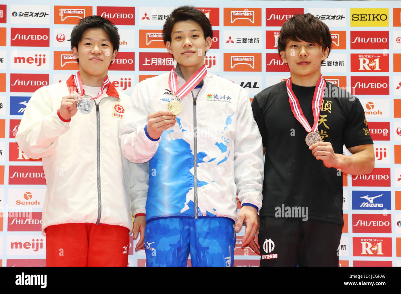 Takasaki Arena, Gunma, Japan. 25th June, 2017. (L-R) Takuya Nagano, Kazuyuki Takeda, Genichiro ...