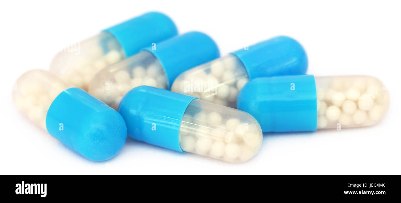 Capsule pill blue white hi-res stock photography and images - Alamy