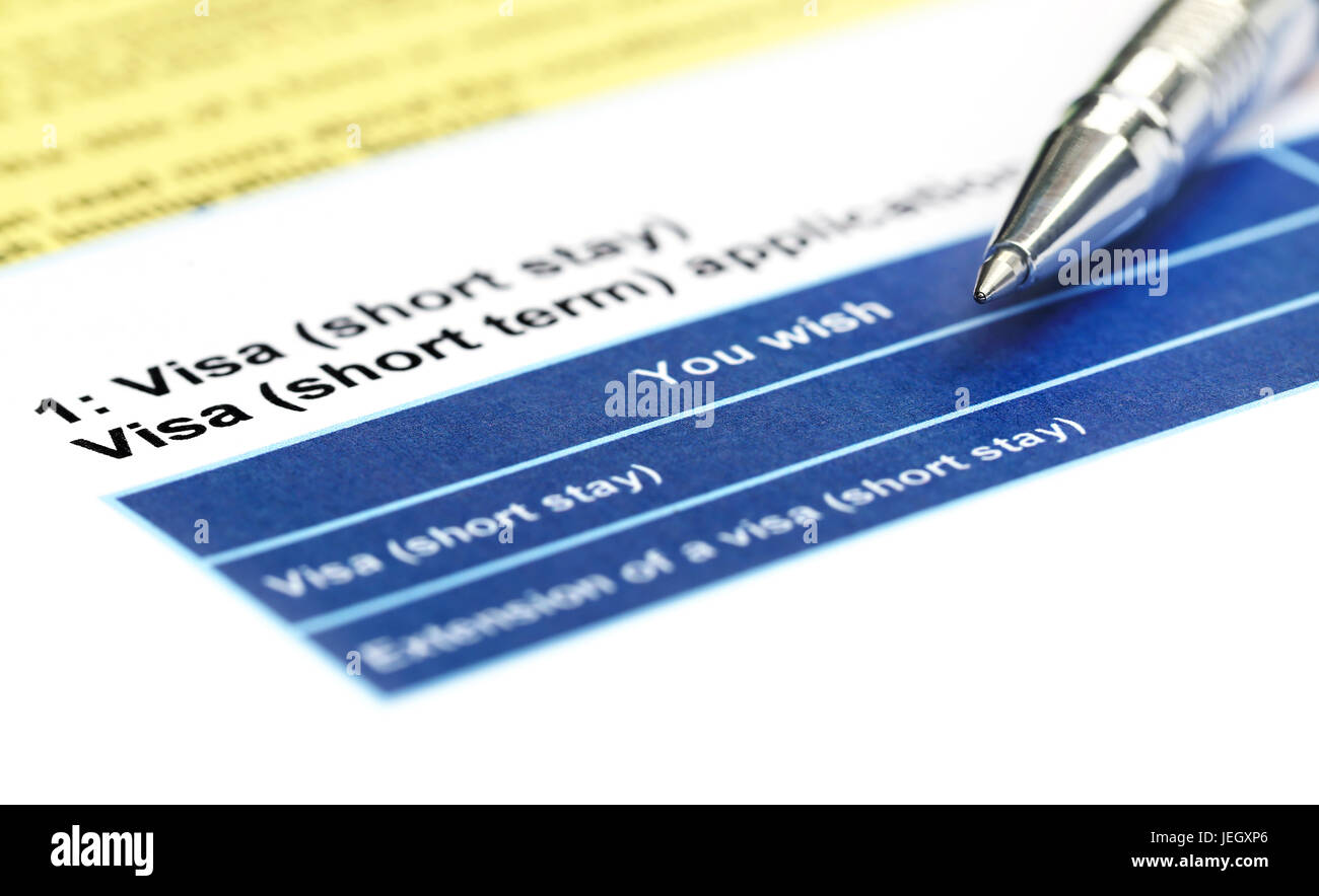 Visa application form details with ballpoint Stock Photo - Alamy