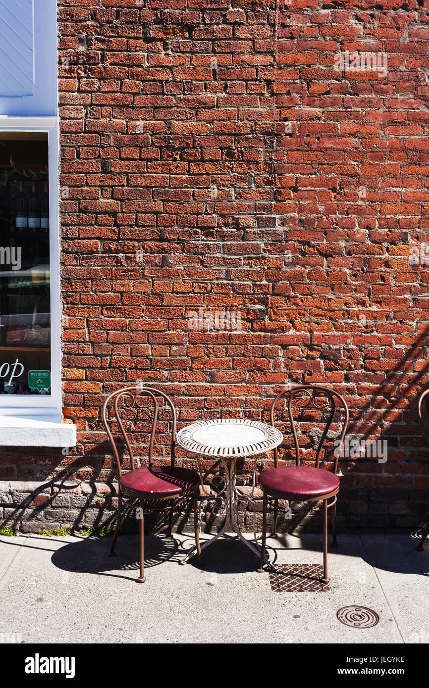 Outdoor patio table for two Stock Photo - Alamy