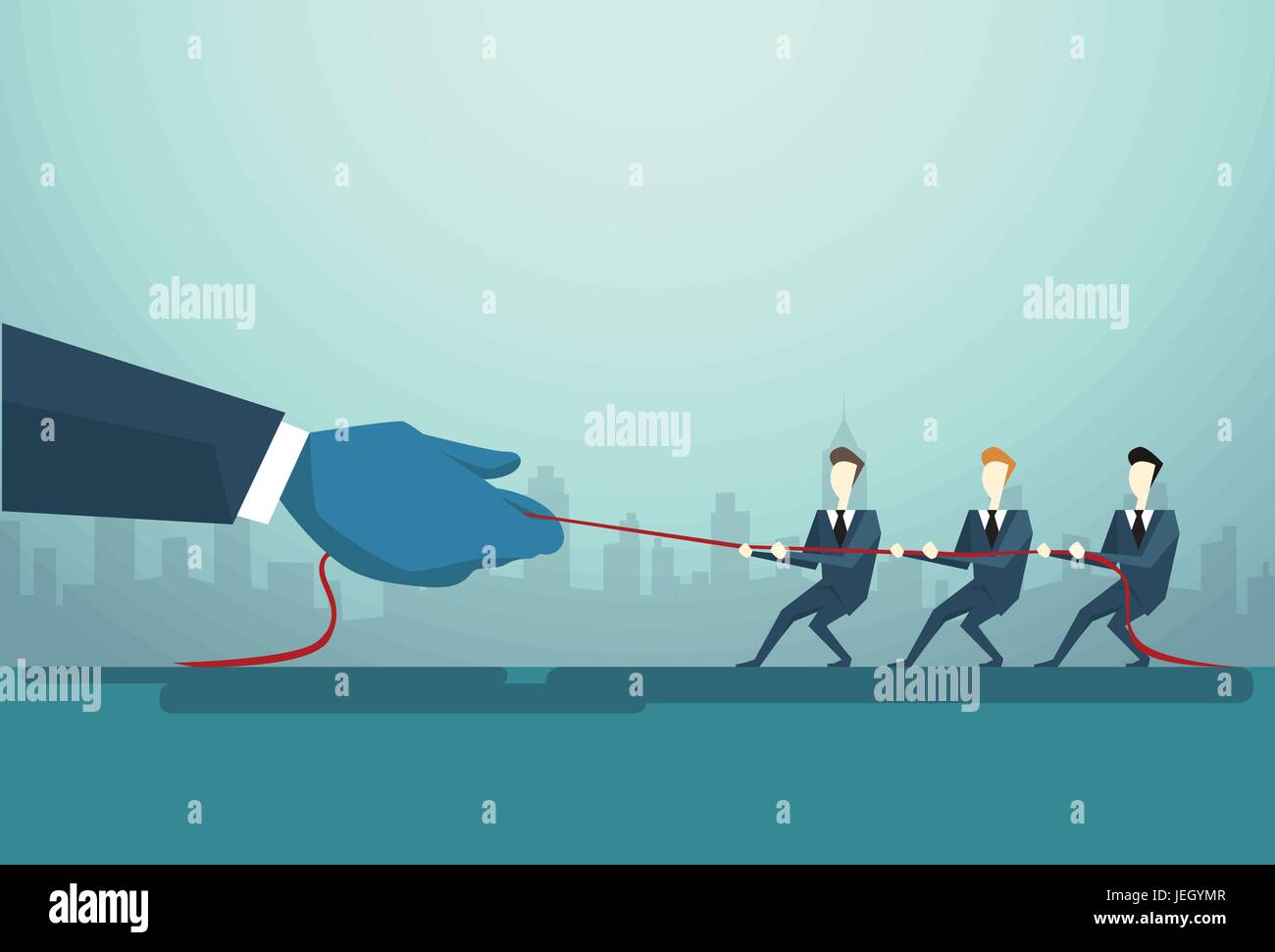 Businesspeople Group Two Team Pulling Rope, Business Competition ...