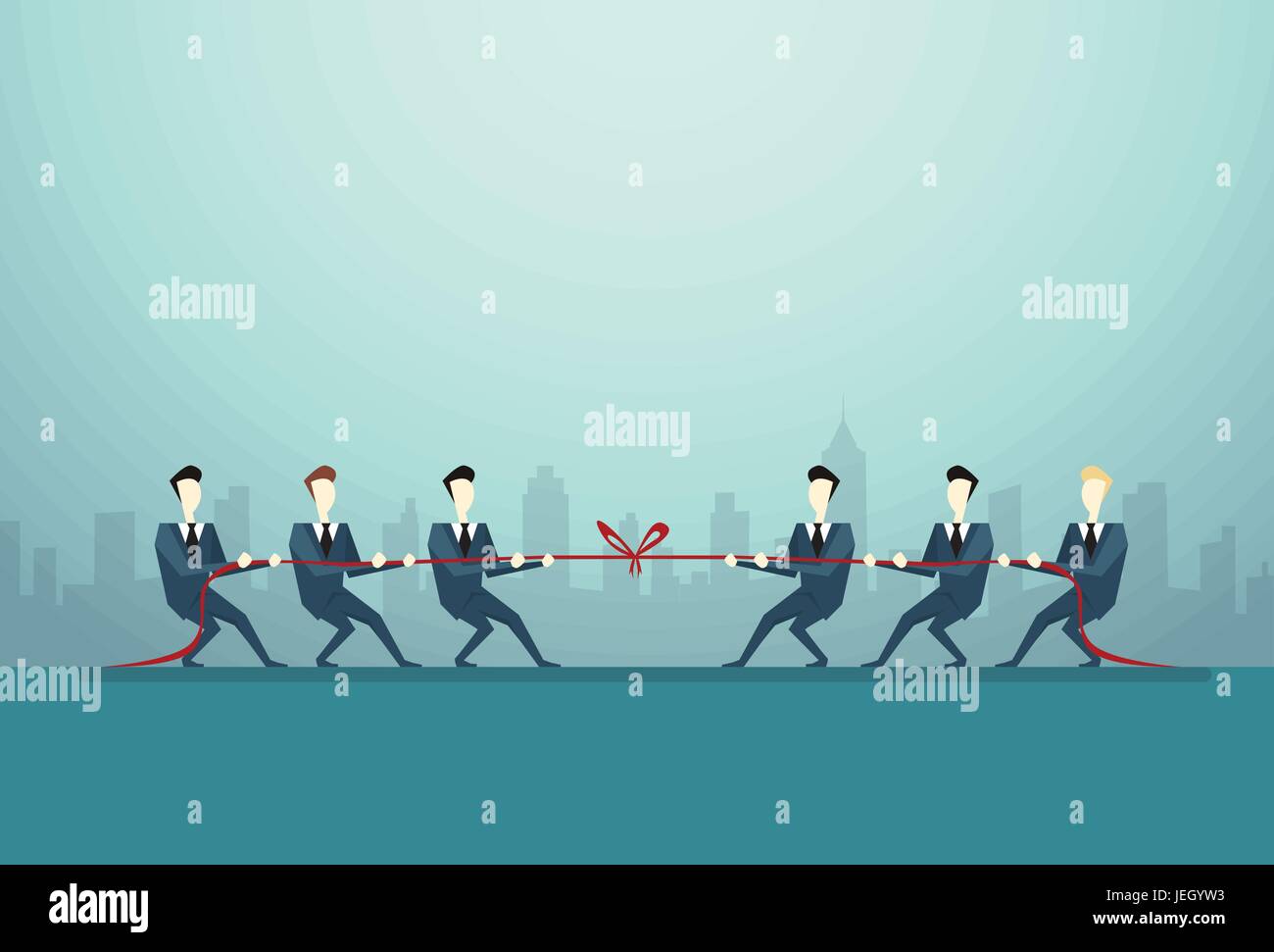 Businesspeople Group Two Team Pulling Rope, Business Competition ...