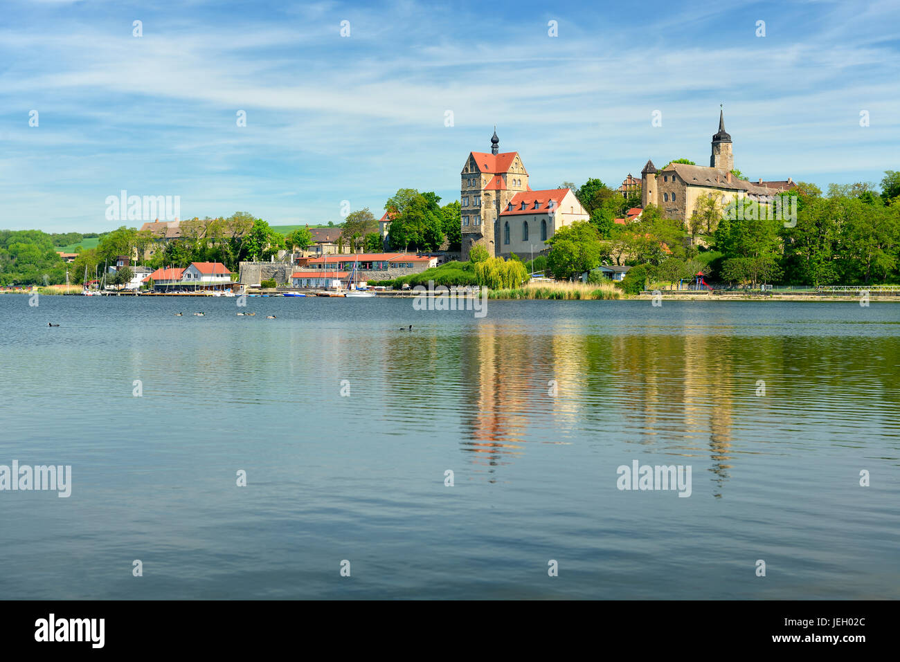 Castle Seeburg, Lake Süßer See, Seeburg, Mansfelder Land, Saxony-Anhalt ...