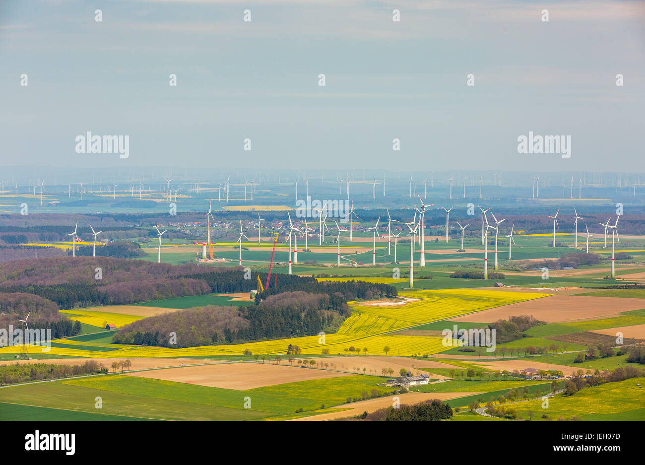 Wind power plants on the Paderborn plateau, Westfälische Bucht, wind ...
