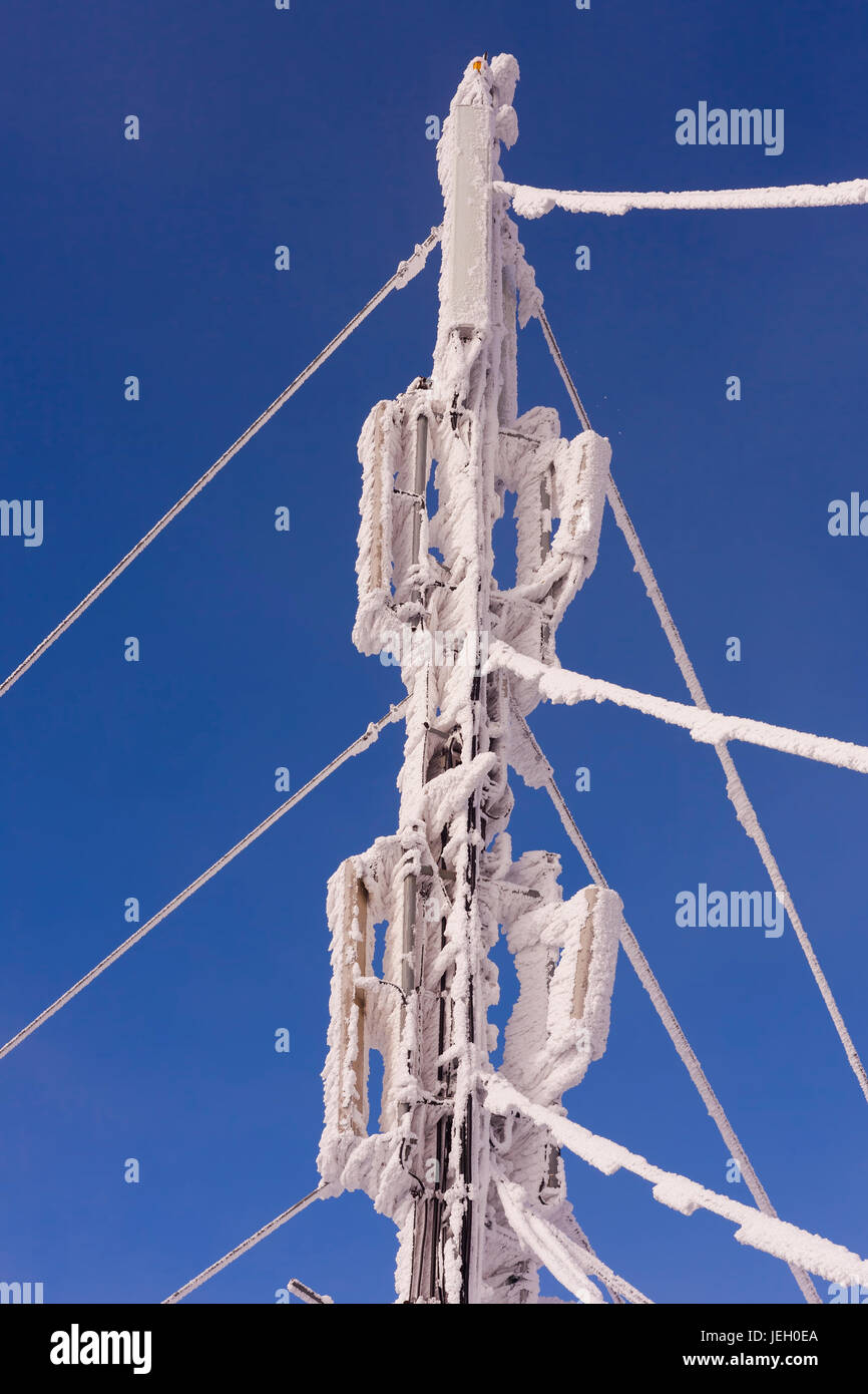 frozen pillar pole with ice and clear blue sky Stock Photo - Alamy