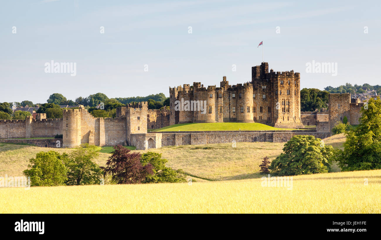 Alnwick castle located in Northumberland, Northern England. The ...