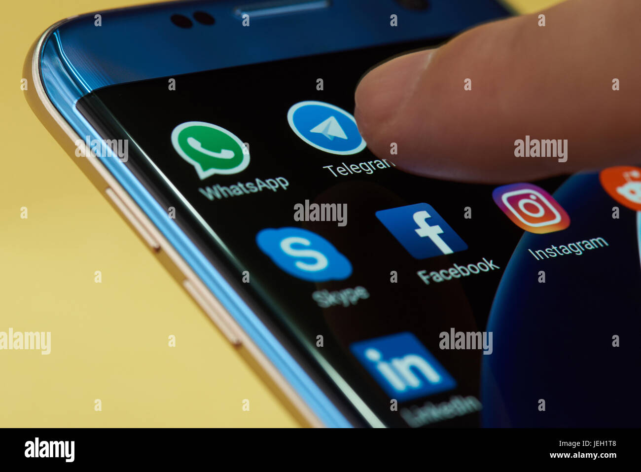 New york, USA - June 24, 2017: Start telegram application icon on ...