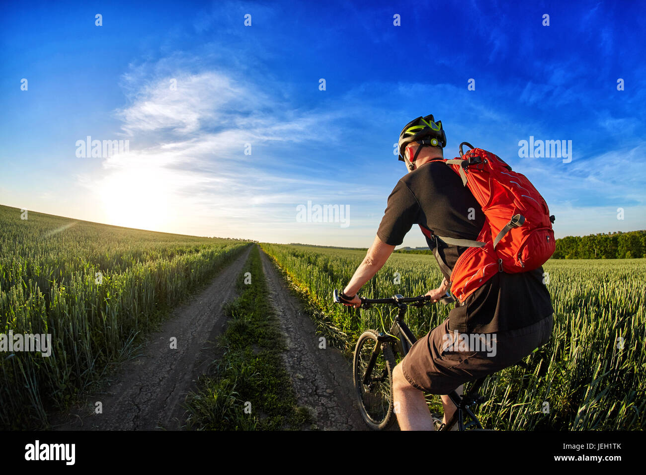 Rear view mountain bike rider hi-res stock photography and images - Alamy