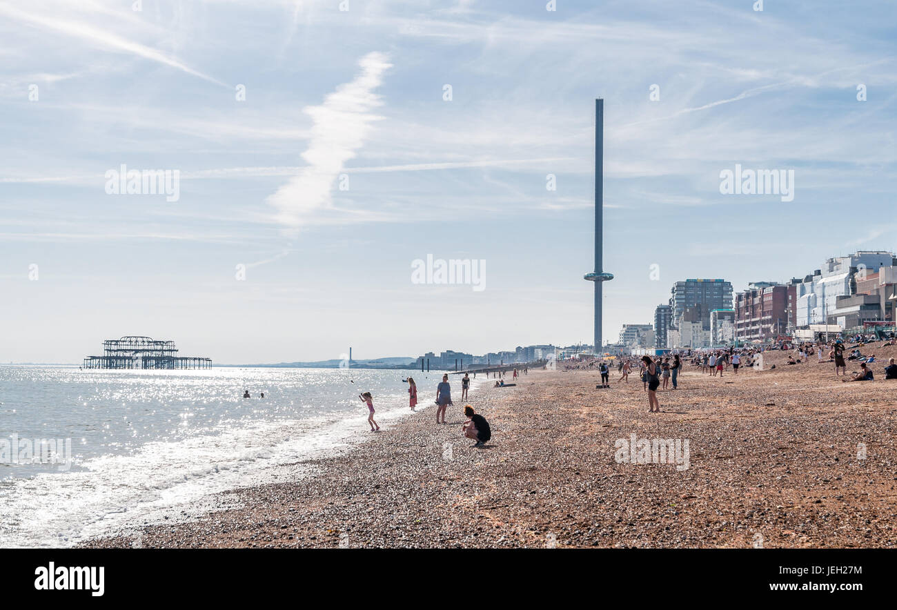 Brighton beach pier sun hi-res stock photography and images - Alamy