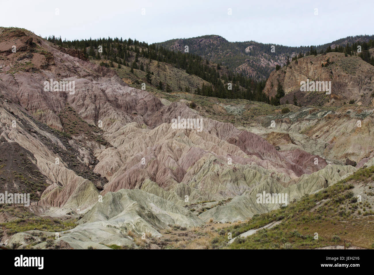 Copper-rich earth near Kamloops in British Columbia, Canada. Erosion ...