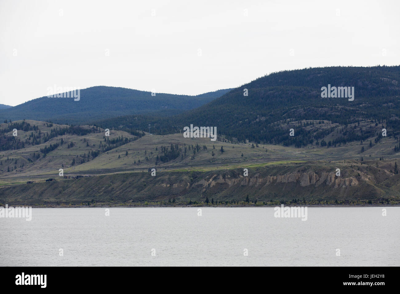 Kamloops Lake in British Columbia, Canada. The lake is formed by water ...