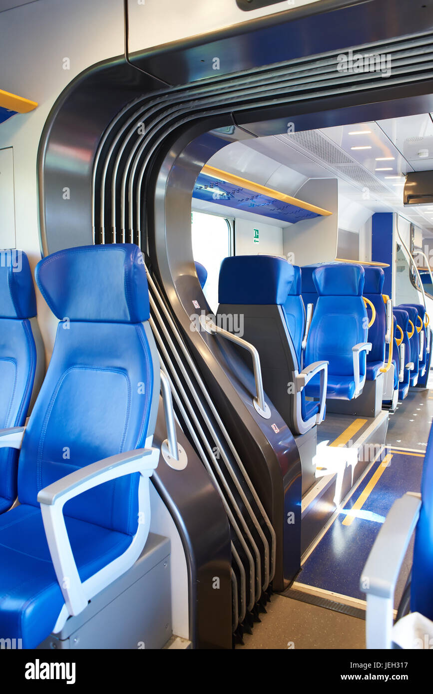 Salon and seats of comfortable express train Stock Photo - Alamy
