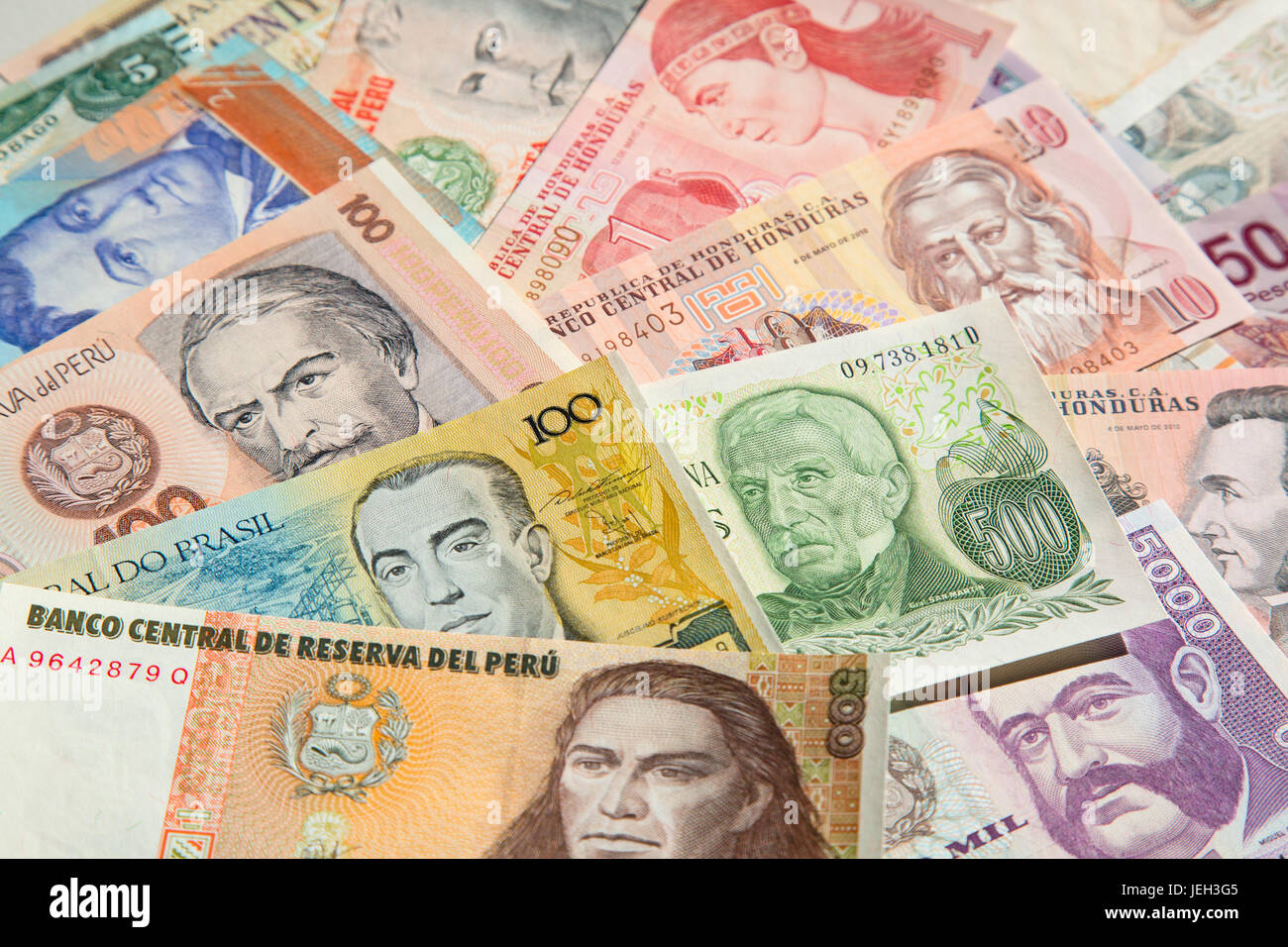 Variety of South American banknotes Stock Photo - Alamy
