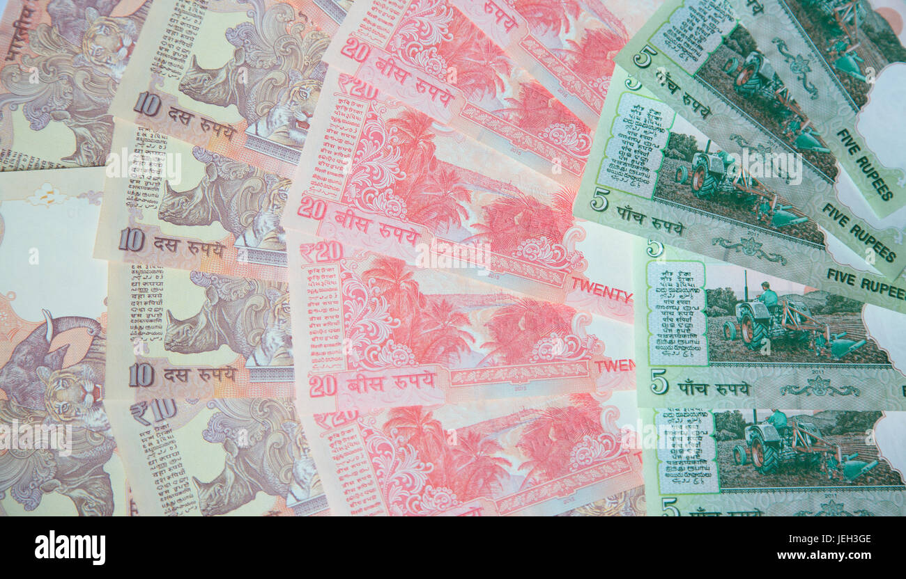 Collection of the Indian banknotes Stock Photo - Alamy